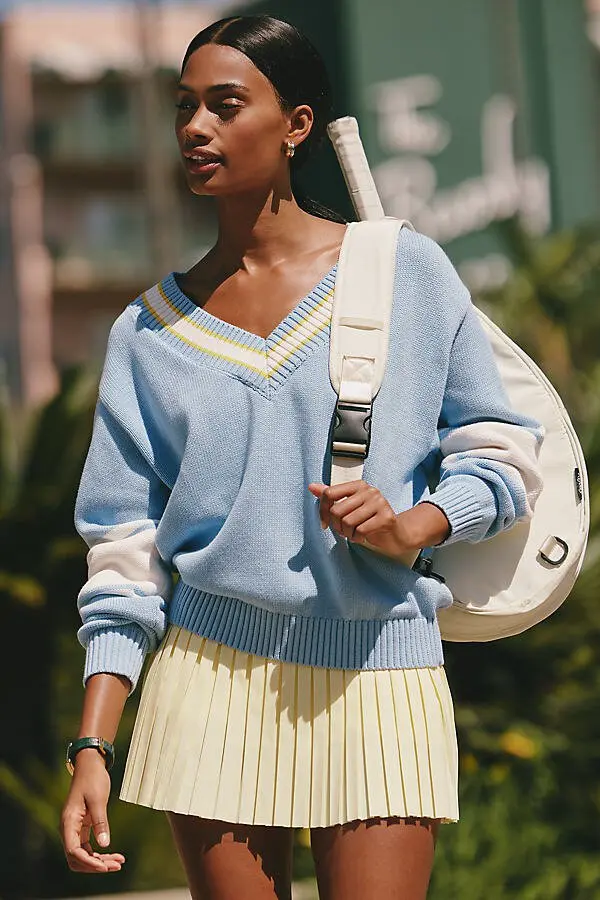 The Upside Rever Cotton Sweater - Light Blue