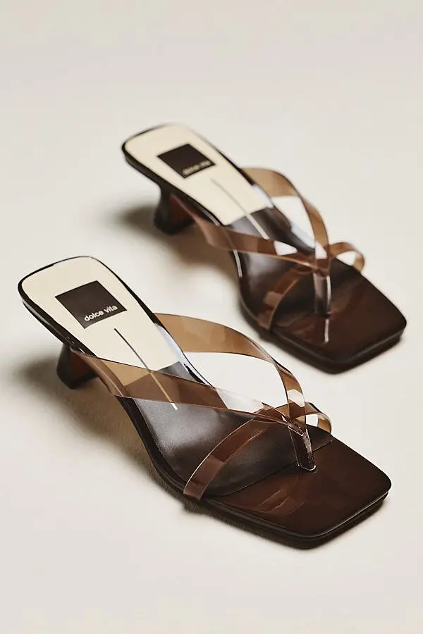 Dolce Vita Brevel Jelly Flip-flop Heeled Sandals - Dark Brown