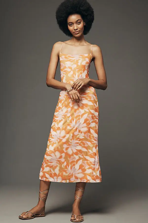 LOST + WANDER Mykonos Midi Dress - Orange Pattern