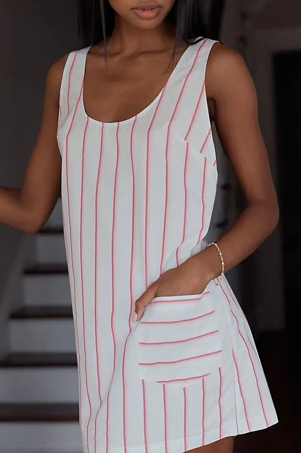 LYREBIRD Scoop Neck Cotton Shift Dress With Pocket - Sky