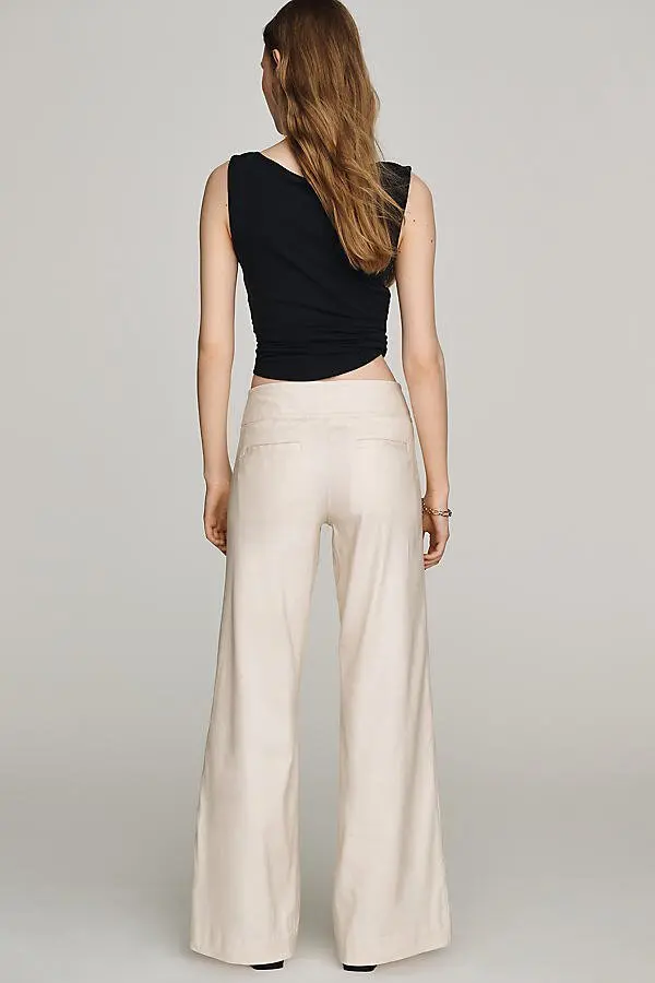 Maeve European Linen Stretch High Rise Trousers - Egret