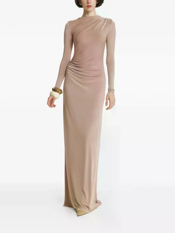 2310 STUDIO Ruched Open-back Maxi Dress