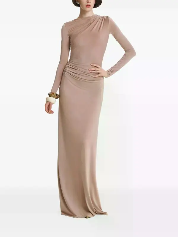 2310 STUDIO Ruched Open-back Maxi Dress