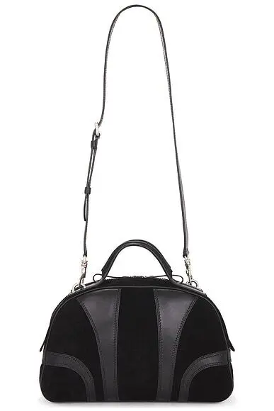Dries Van Noten Dustin Large Bag In Suede With Leather Trim - Black