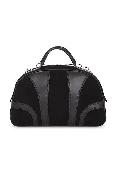 Dries Van Noten Dustin Large Bag In Suede With Leather Trim - Black
