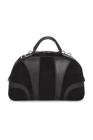 Dries Van Noten Dustin Large Bag In Suede With Leather Trim - Black