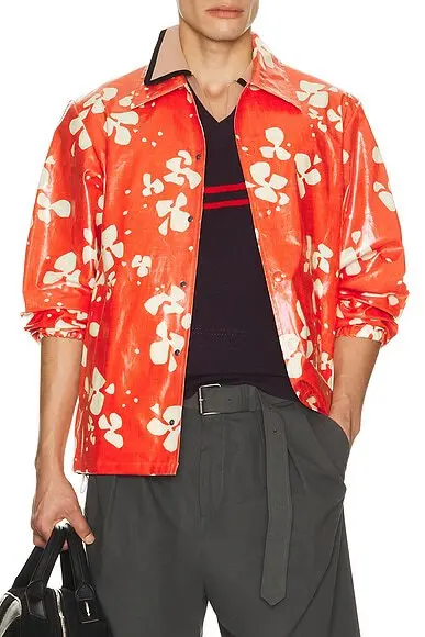 Dries Van Noten Floral Print Coated Linen Jacket