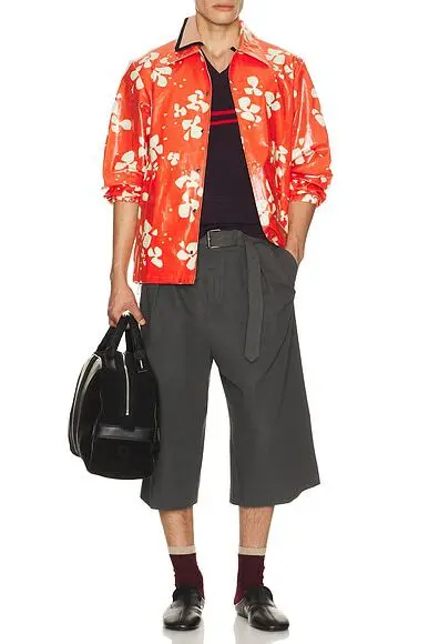 Dries Van Noten Floral Print Coated Linen Jacket
