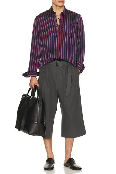 Dries Van Noten Pleated Belted Cropped Pants