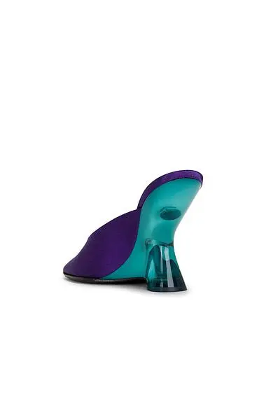Dries Van Noten Satin Mule Sandal With Sculptural Wedge Heel