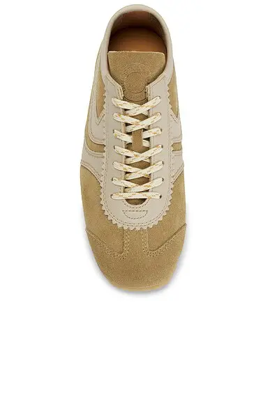 Dries Van Noten Suede And Leather Lace-up Sneakers - Beige