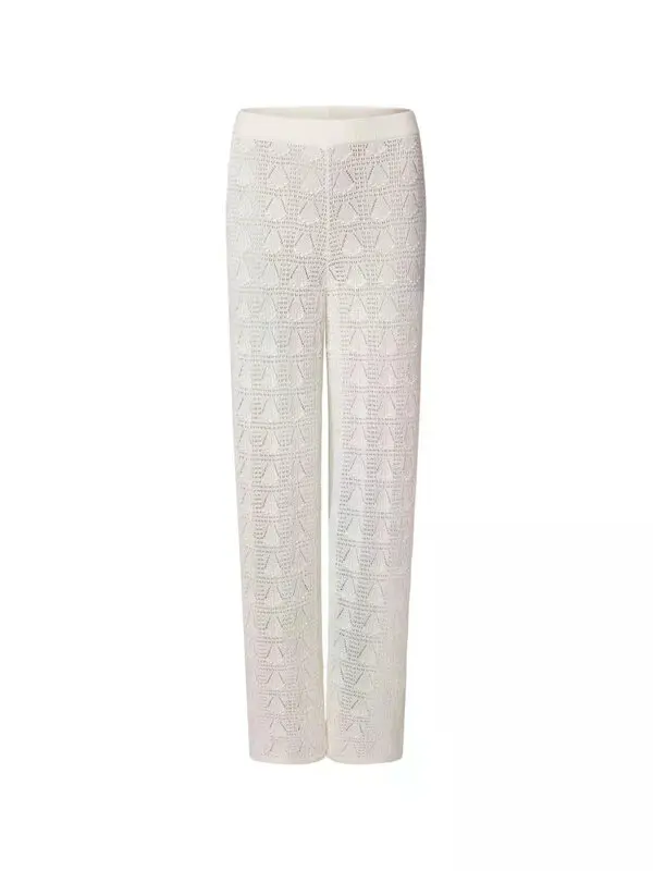 Loulou De Saison Ivory Seashell Knit Straight Leg Pants
