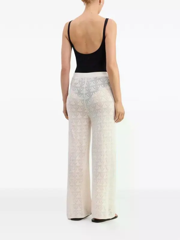 Loulou De Saison Ivory Seashell Knit Straight Leg Pants