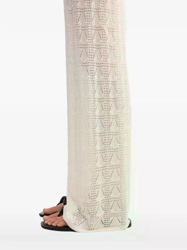 Loulou De Saison Ivory Seashell Knit Straight Leg Pants