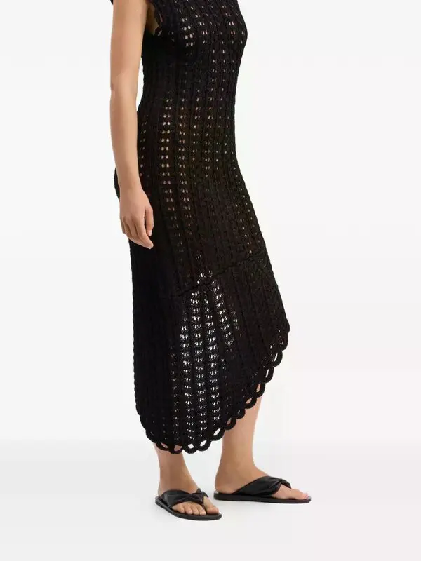 Loulou De Saison Malena Ruffled Crochet Midi Dress - Black