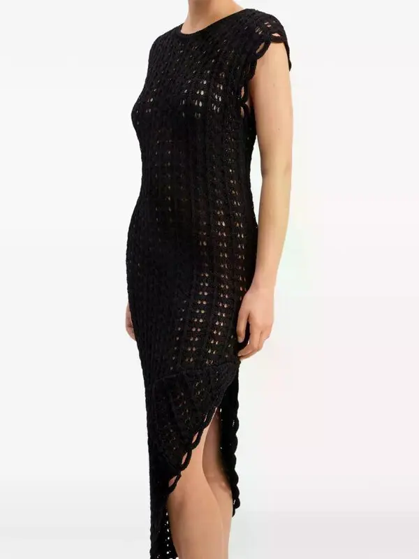 Loulou De Saison Malena Ruffled Crochet Midi Dress - Black