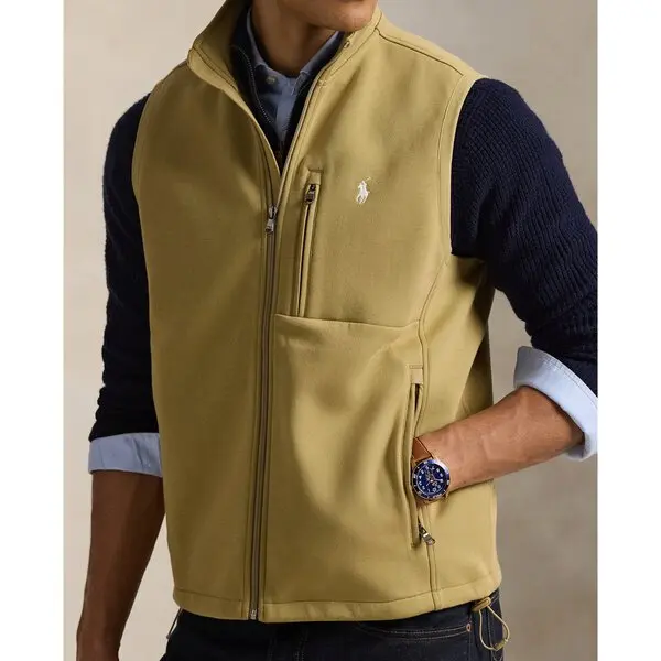 Ralph Lauren Double-knit Mockneck Vest - Desert Tan