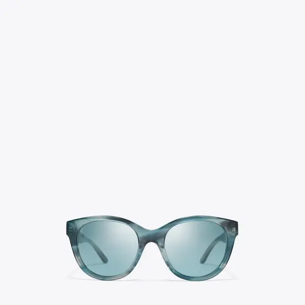Tory Burch Miller Round Sunglasses - Teal Striated/petrol Green