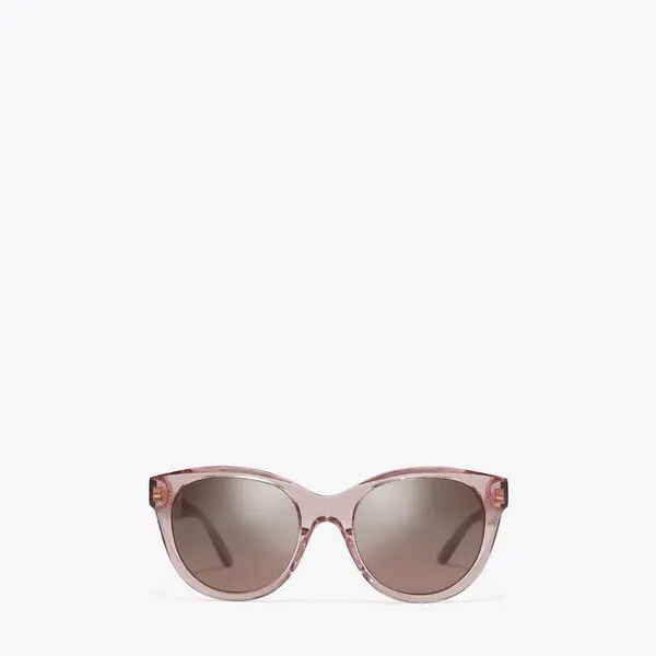 Tory Burch Miller Round Sunglasses - Transparent Pink/dark Brown