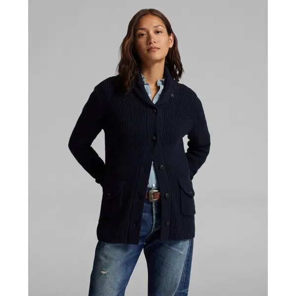 Ralph Lauren Cashmere Shawl-collar Cardigan - Navy