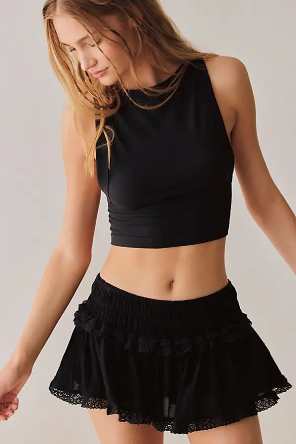 Free People Intimately Simply Soft Low-arm Crop Top - Black