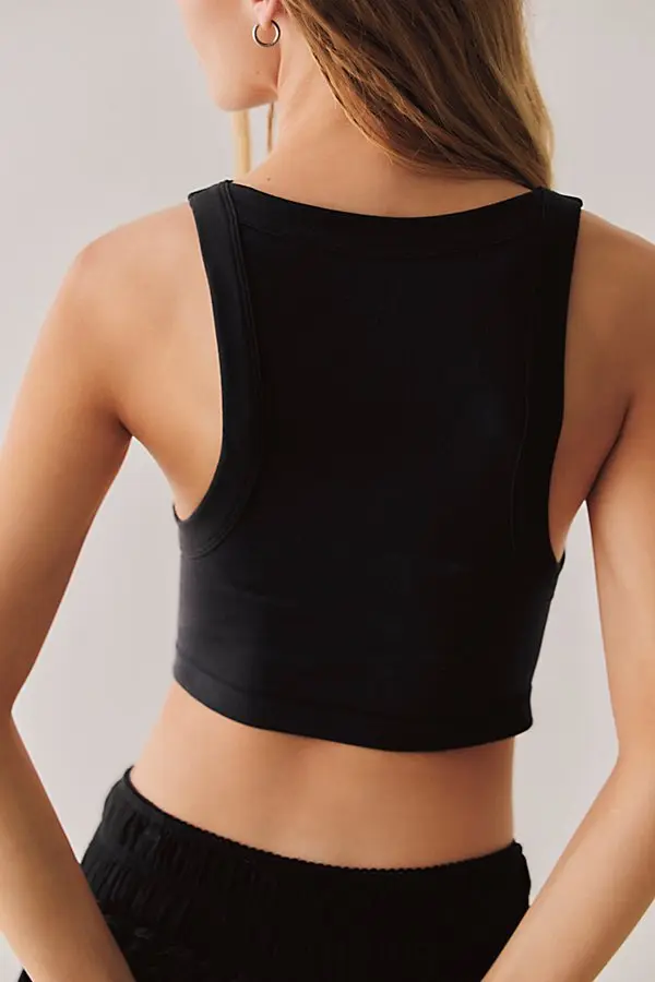Free People Intimately Simply Soft Low-arm Crop Top - Black