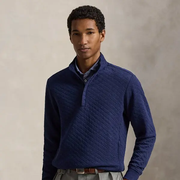 Ralph Lauren Rlx Quilted Double-knit Half-zip Pullover