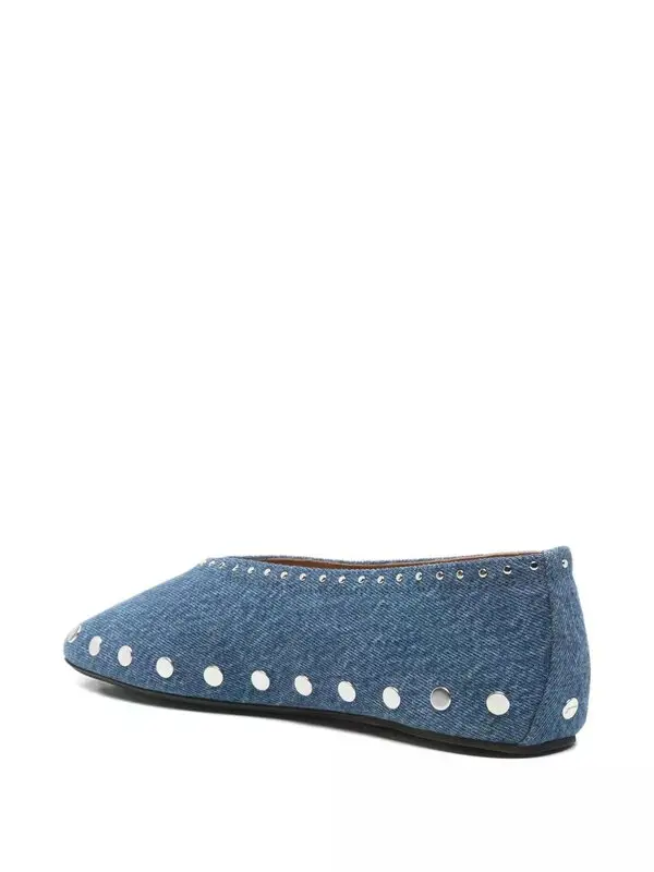 GANNI Stud-embellished Ballet Flats - Blue
