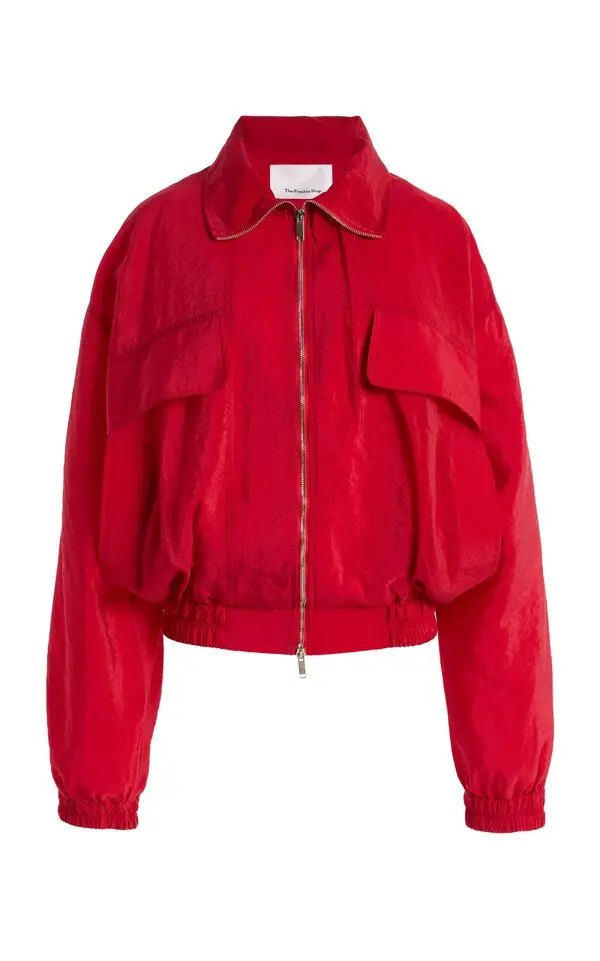 THE FRANKIE SHOP Drea Sheer Bomber Jacket - Red
