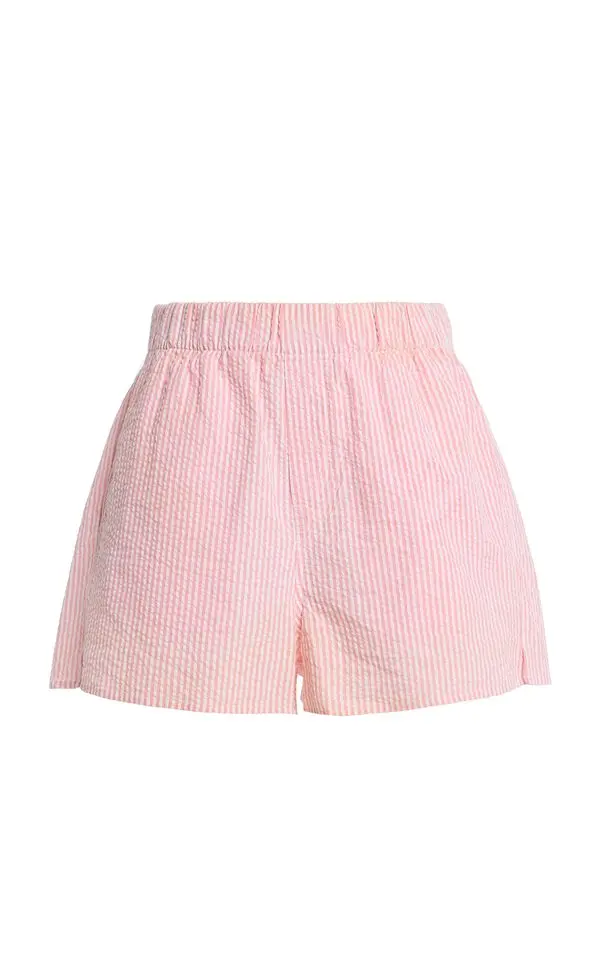 WITH NOTHING UNDERNEATH The Boxer Seersucker Shorts - Pink