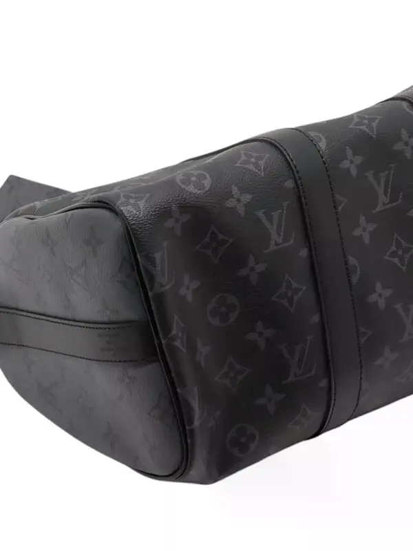 LOUIS VUITTON Monogram Eclipse Keepall Bandouliere 35 Satchel - Black