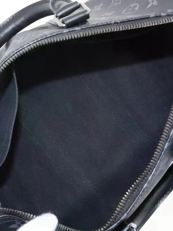 LOUIS VUITTON Monogram Eclipse Keepall Bandouliere 35 Satchel - Black