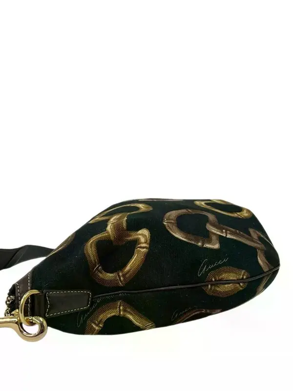 Gucci Canvas Horsebit Hobo Bag - Black