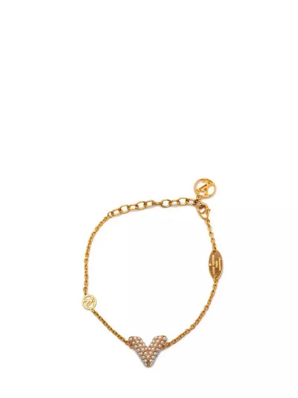 LOUIS VUITTON 2021 Essential V Bracelet With Faux Pearls - Gold