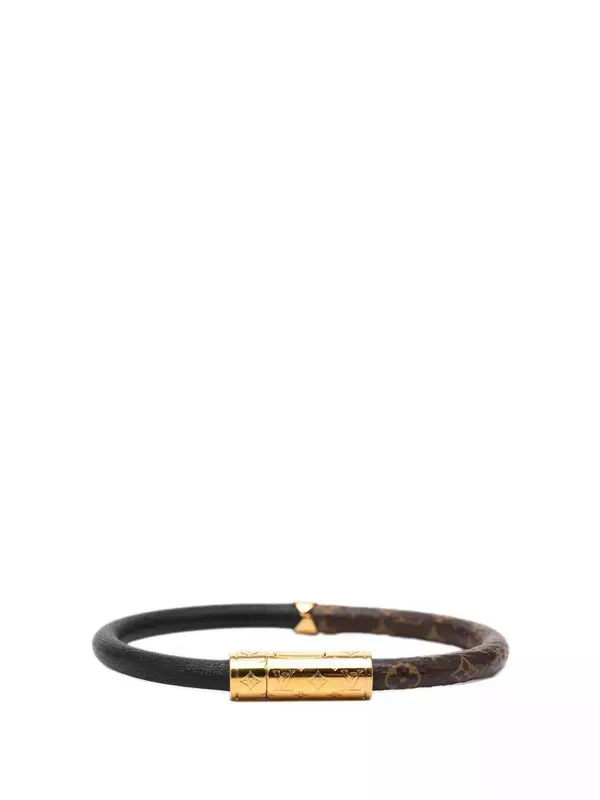 LOUIS VUITTON Monogram Canvas And Leather Confidential Bracelet - Brown