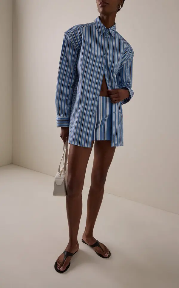 THE FRANKIE SHOP Oana Striped Cotton Padded Shirt