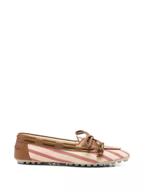 Fendi Striped Leather-trim Loafers