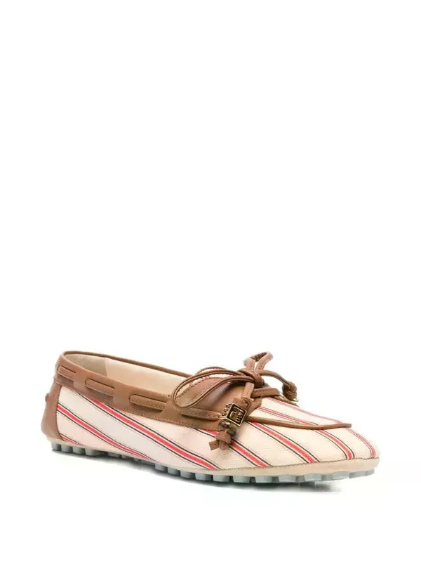 Fendi Striped Leather-trim Loafers