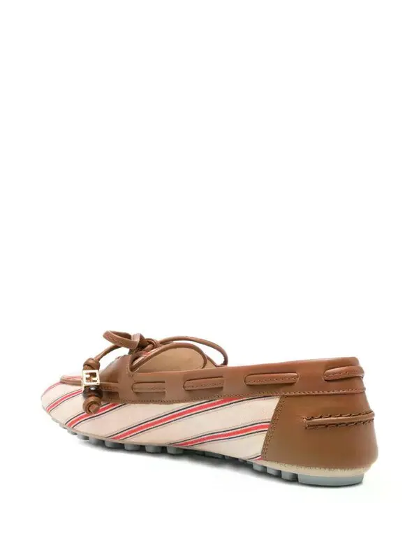 Fendi Striped Leather-trim Loafers