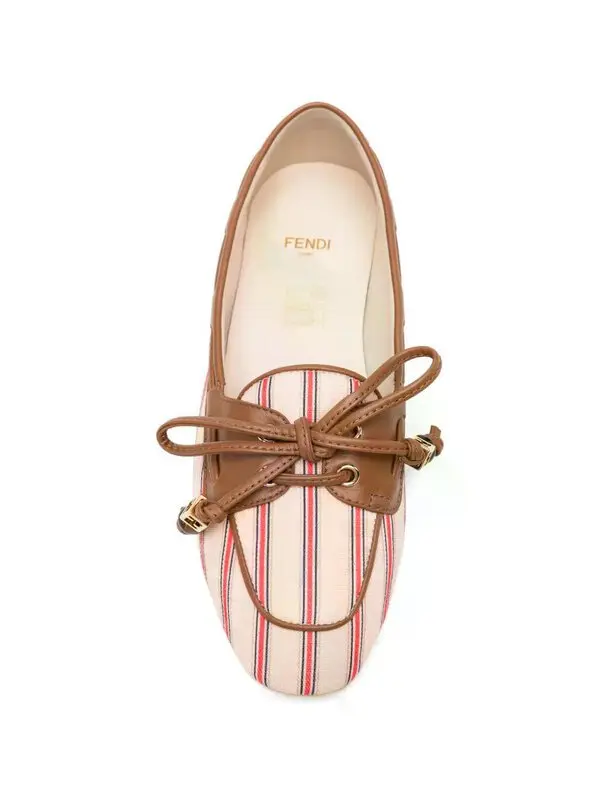 Fendi Striped Leather-trim Loafers