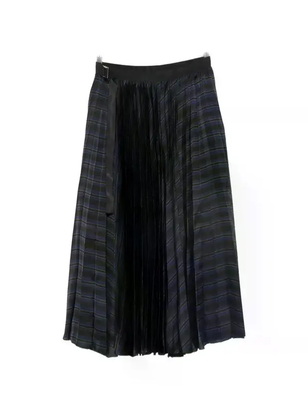 Sacai Pleated Striped Midi Skirt - Black