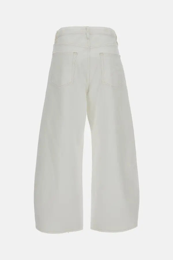 FRAME The Bow Crop Barrel-leg Jeans - White