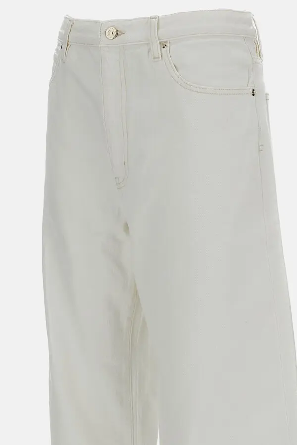 FRAME The Bow Crop Barrel-leg Jeans - White