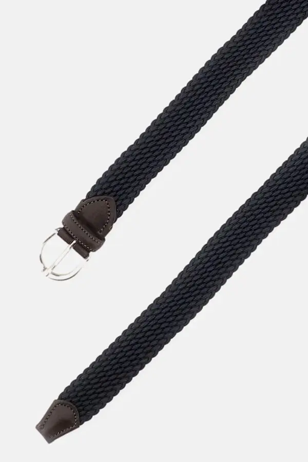 ALBERTO LUTI Braided Elastic Belt With Leather Detail - Blue