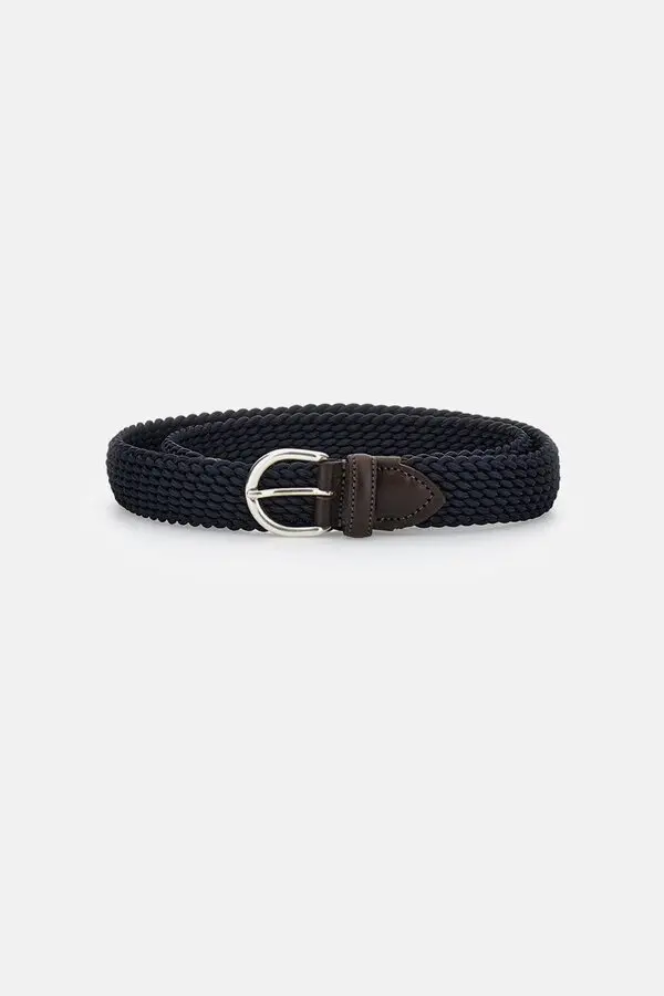 ALBERTO LUTI Braided Elastic Belt With Leather Detail - Blue