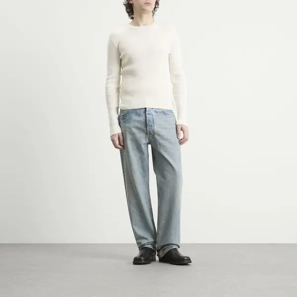 MAISON MARGIELA Taped Waist Straight Leg Jeans - Ice Blue