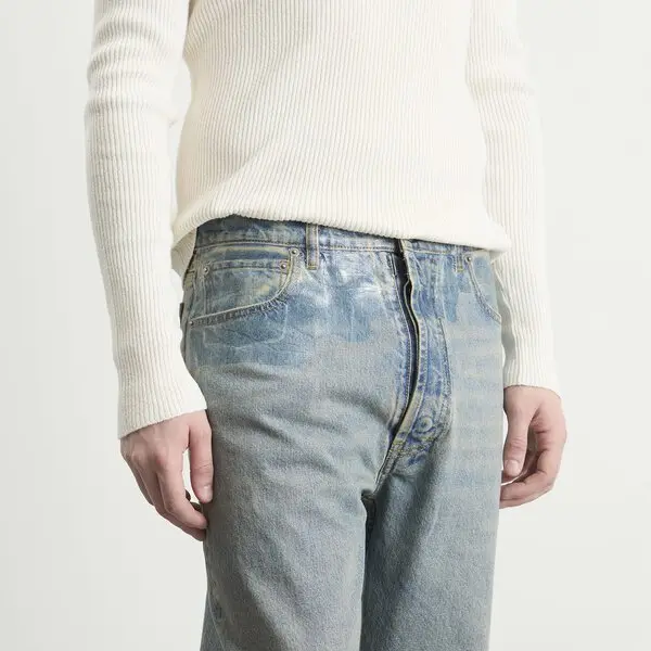 MAISON MARGIELA Taped Waist Straight Leg Jeans - Ice Blue