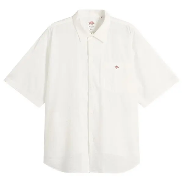 DANTON Seersucker Short Sleeve Shirt - Off-white