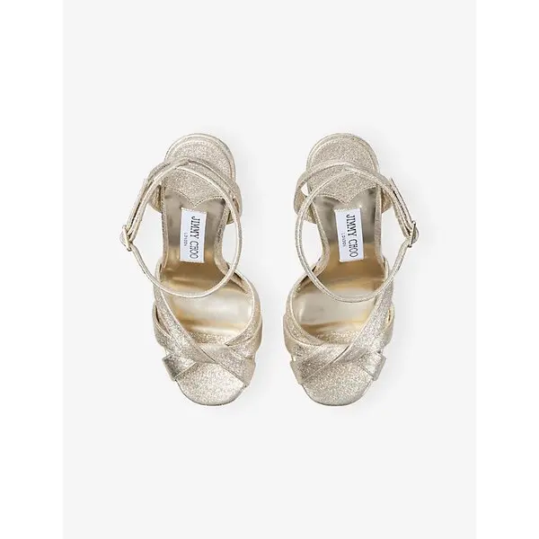 JIMMY CHOO Kove 120 Brilliance Platform Sandals - Platinum