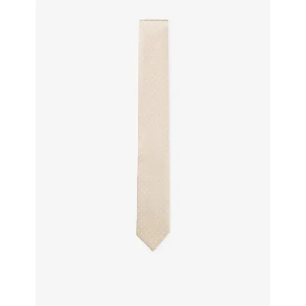 BOSS Jacquard-pattern Silk-blend Tie - Open Beige